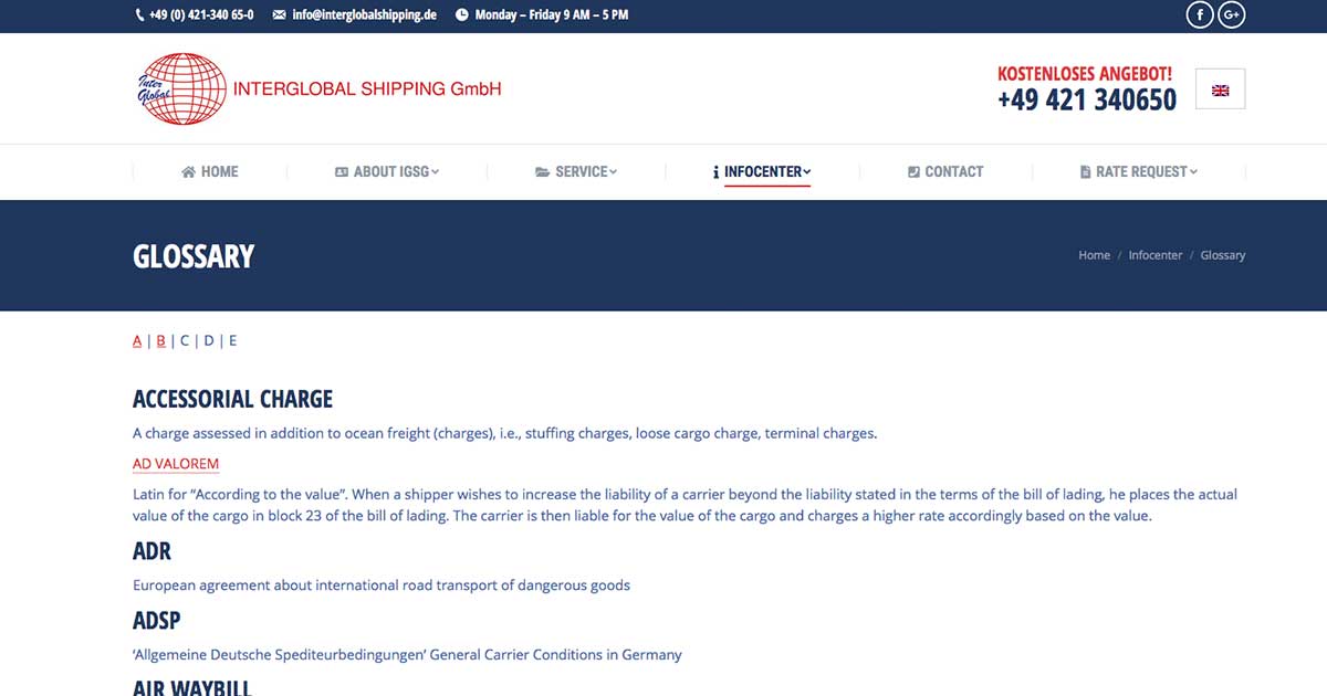 Glossary | Interglobal Shipping by F.W. Neukirch GmbH & Co. KG